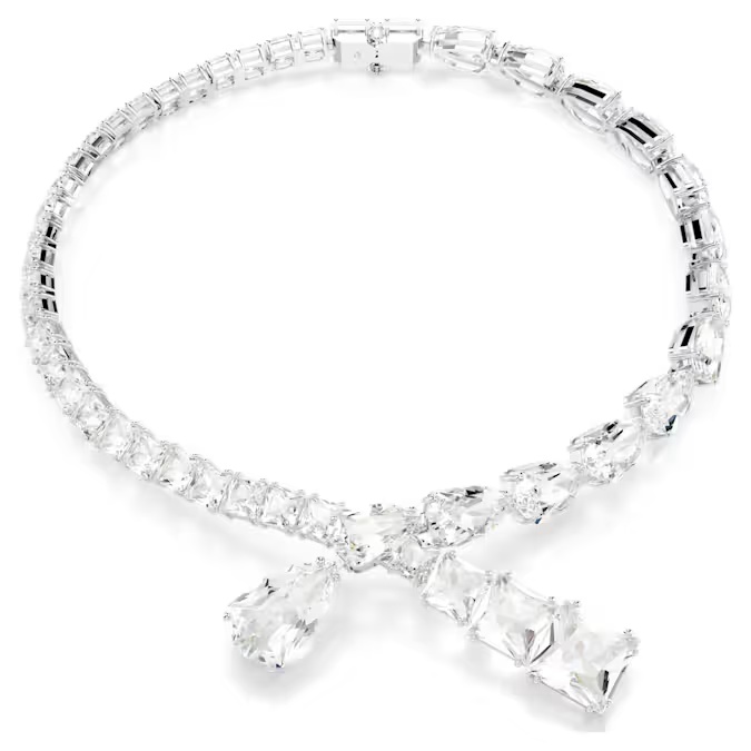 Matrix Necklace, Mixed Cuts, White, Rhodium Plated - Swarovski Official