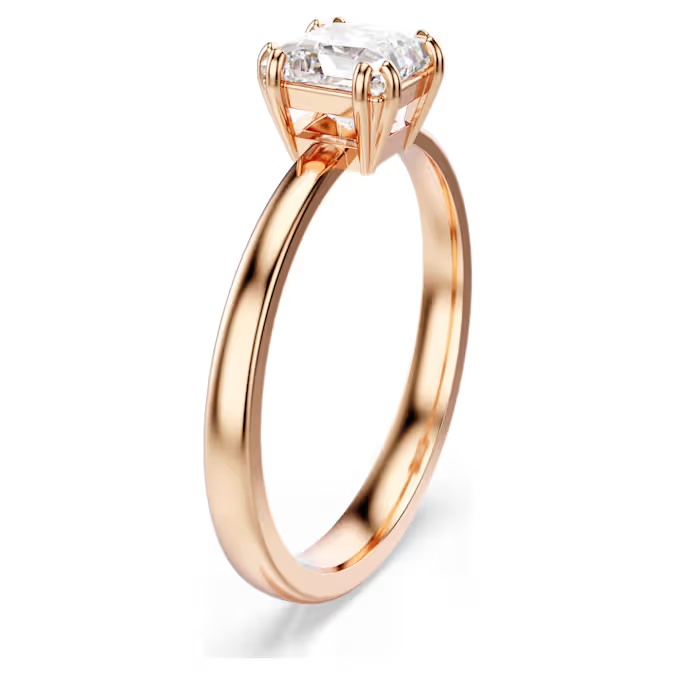 Attract Ring, Square Cut, White, Rose Gold-tone Plated - Swarovski Official